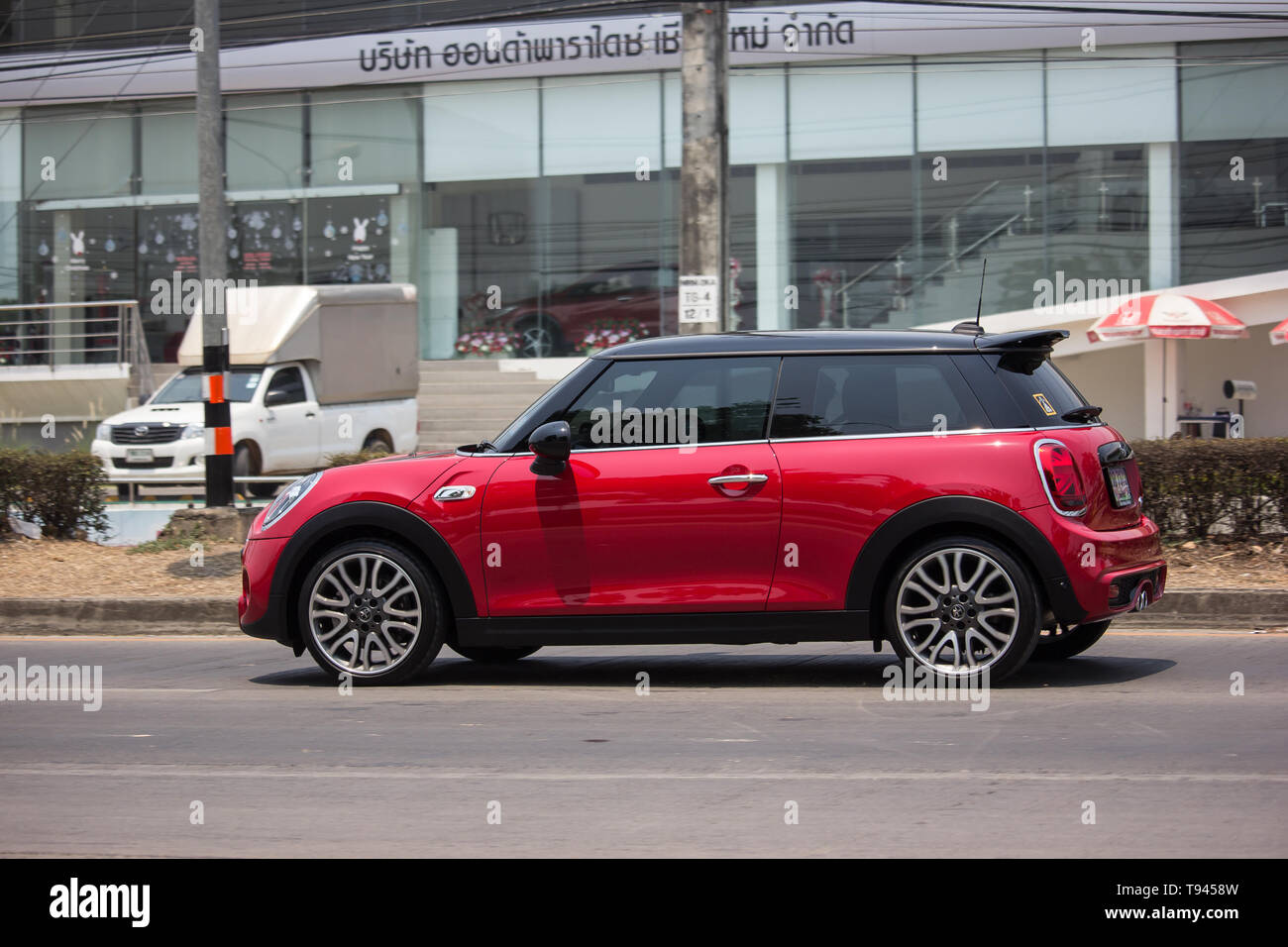 Chiangmai, Thailand - April 30 2019: Private car Mini cooper. On road ...
