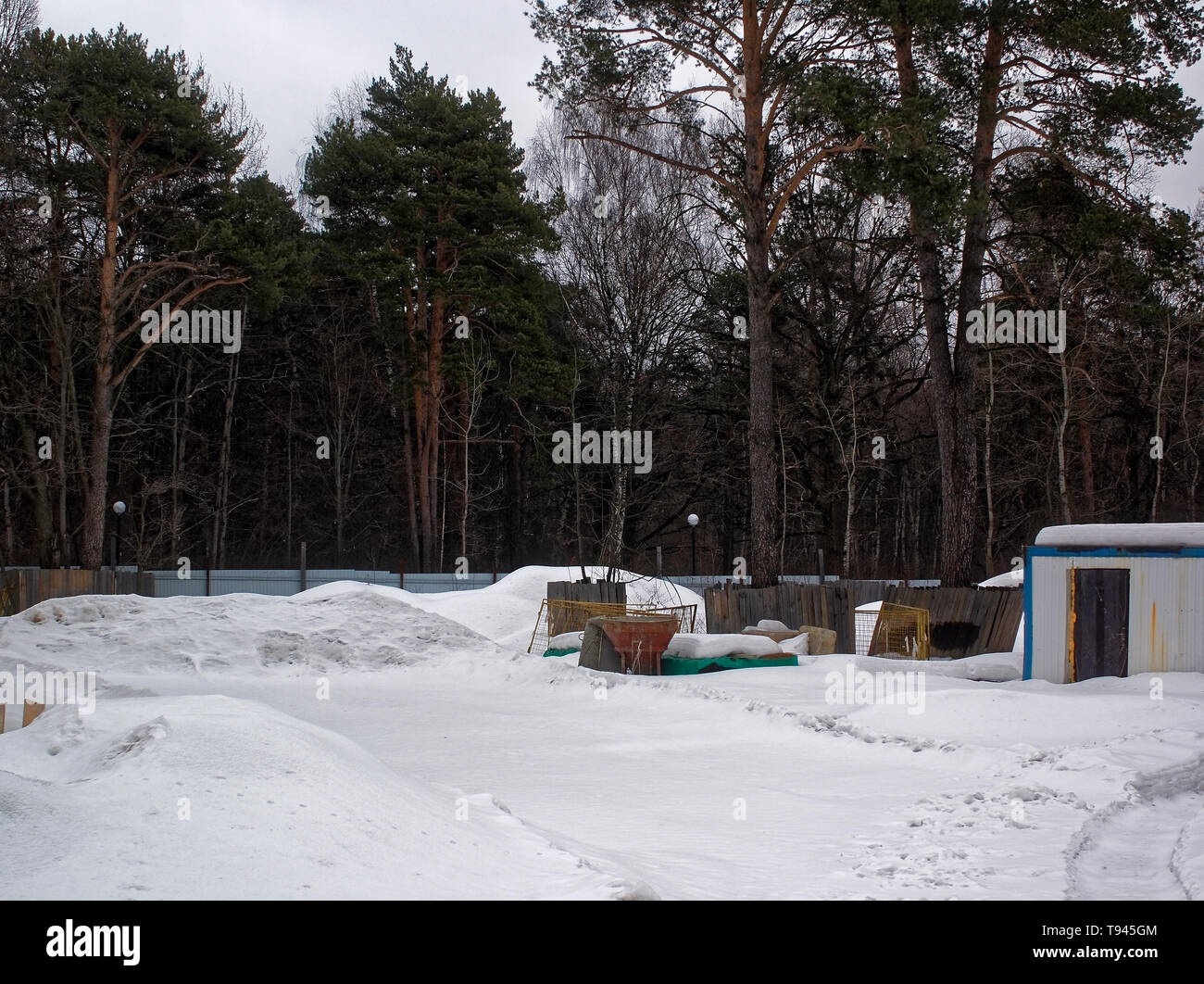 unfinished brick building in early spring, Moscow Stock Photo - Alamy