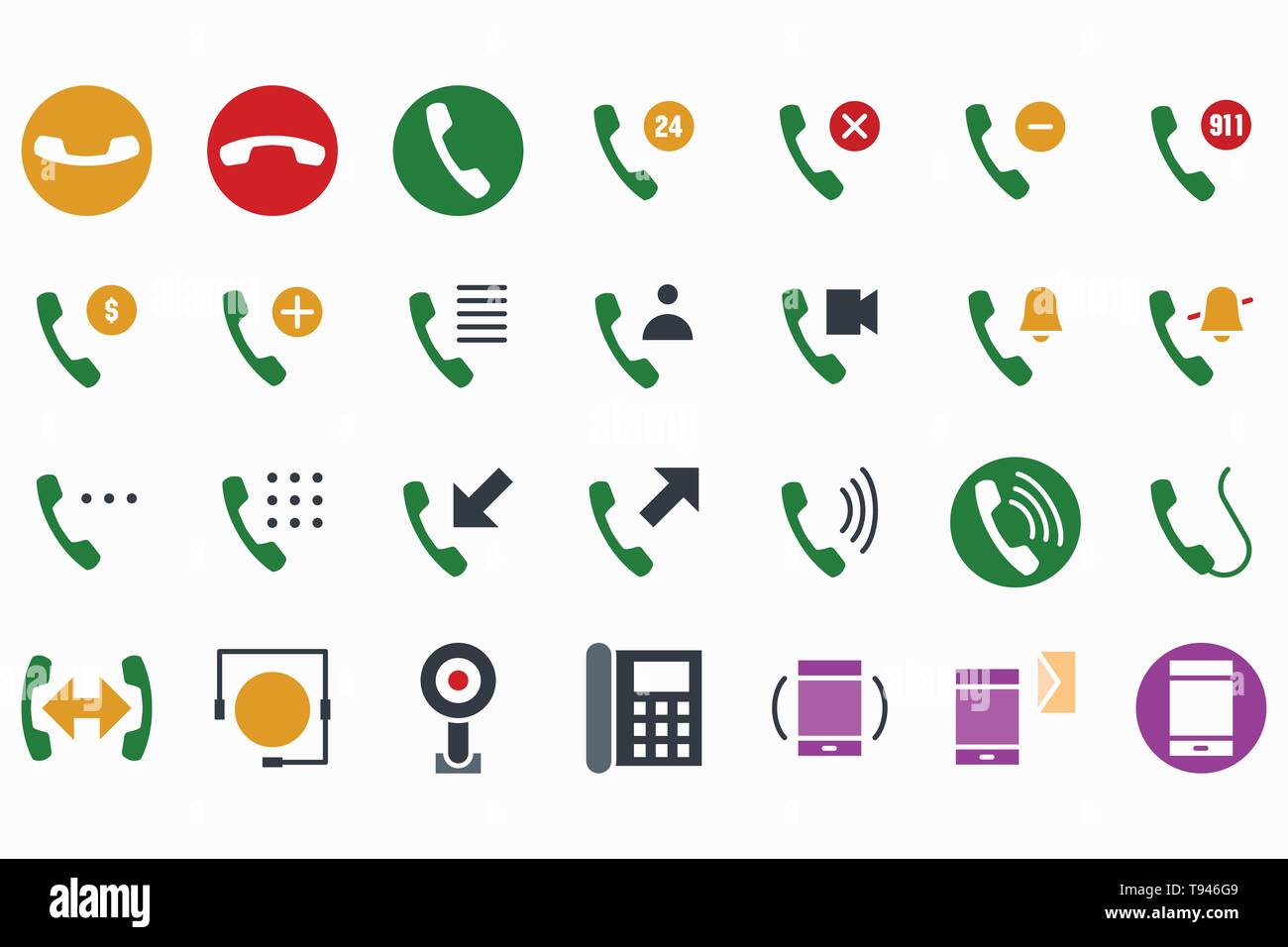 Phone Call icon flat color symbol vector or illustration. Editable ...