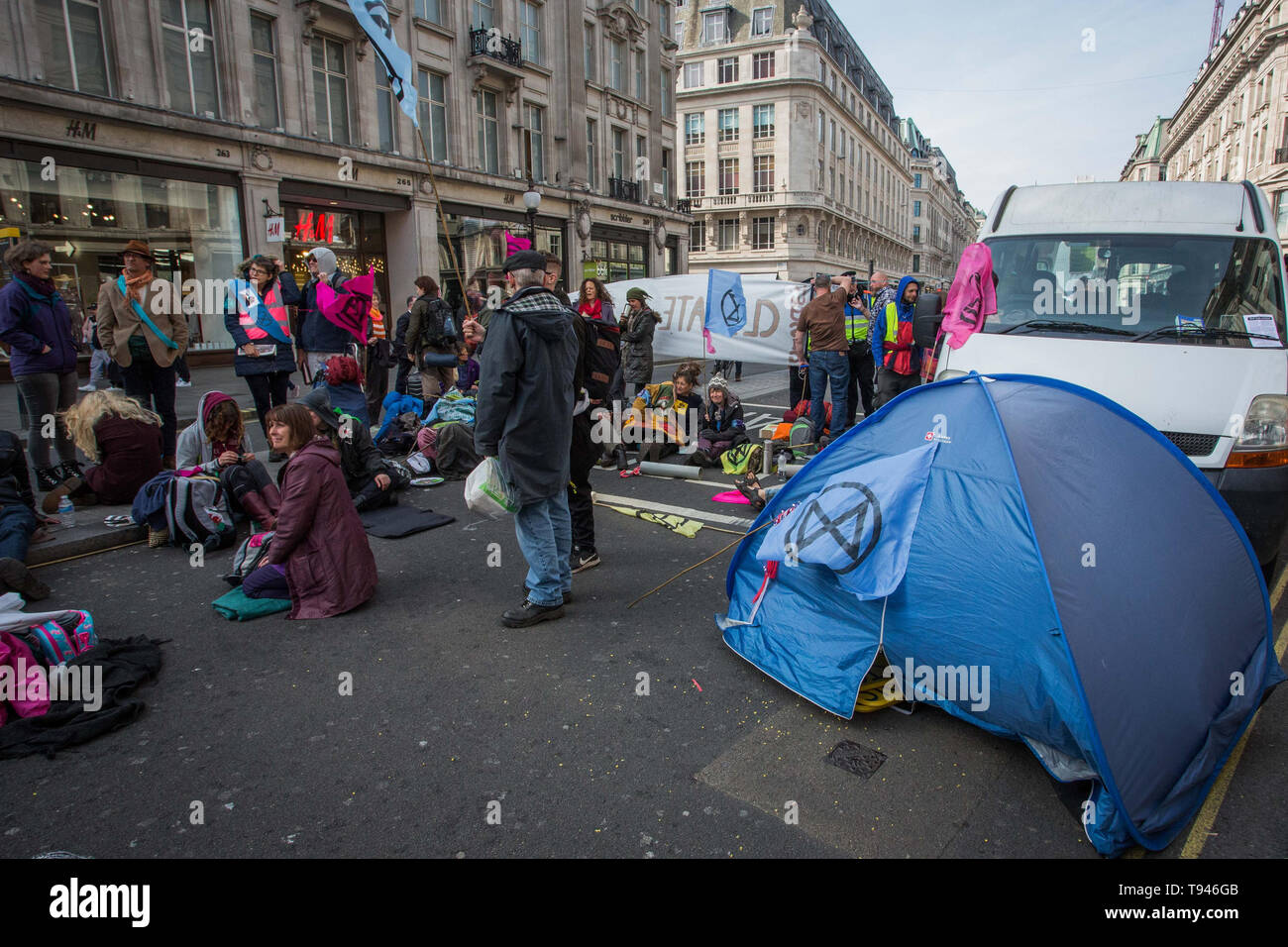 Climate protest group Extinction Rebellion block London’s Oxford Circus ...