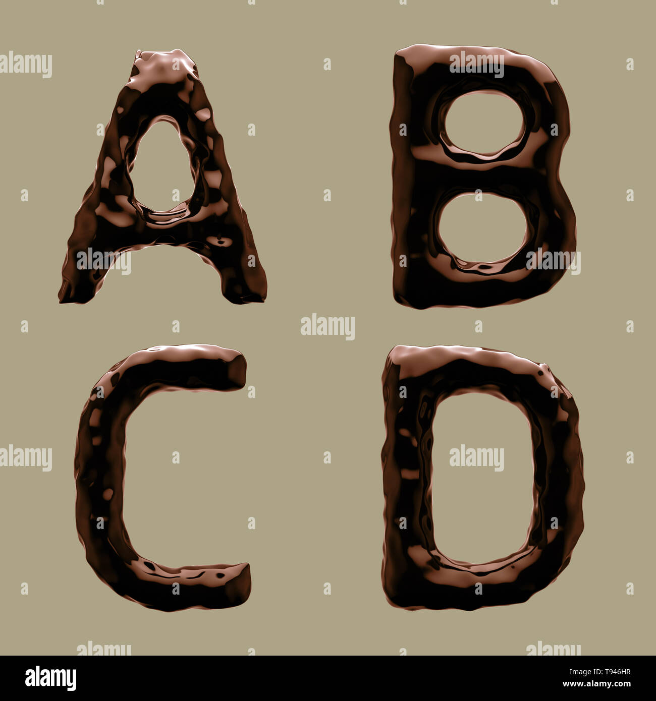 3D Render of Chocolate Alphabet (letters and numbers). Includes ...