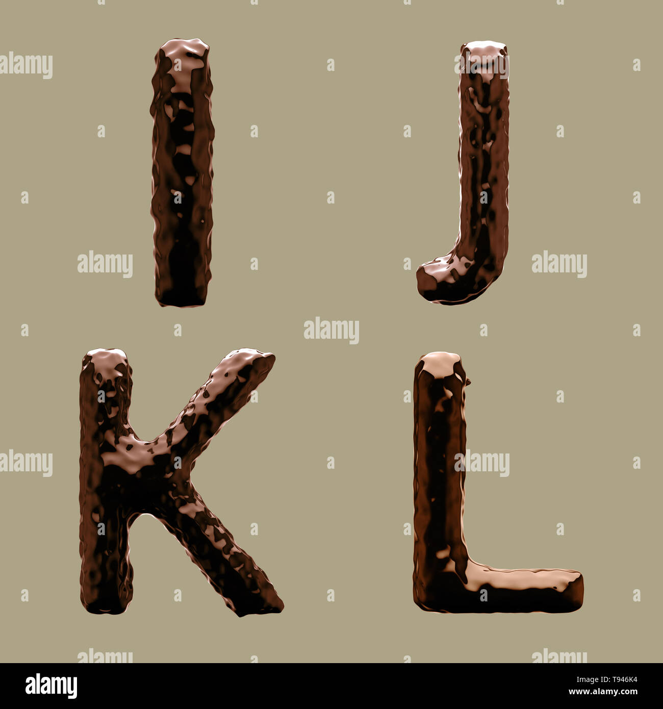 3D Render of Chocolate Alphabet (letters and numbers). Includes ...