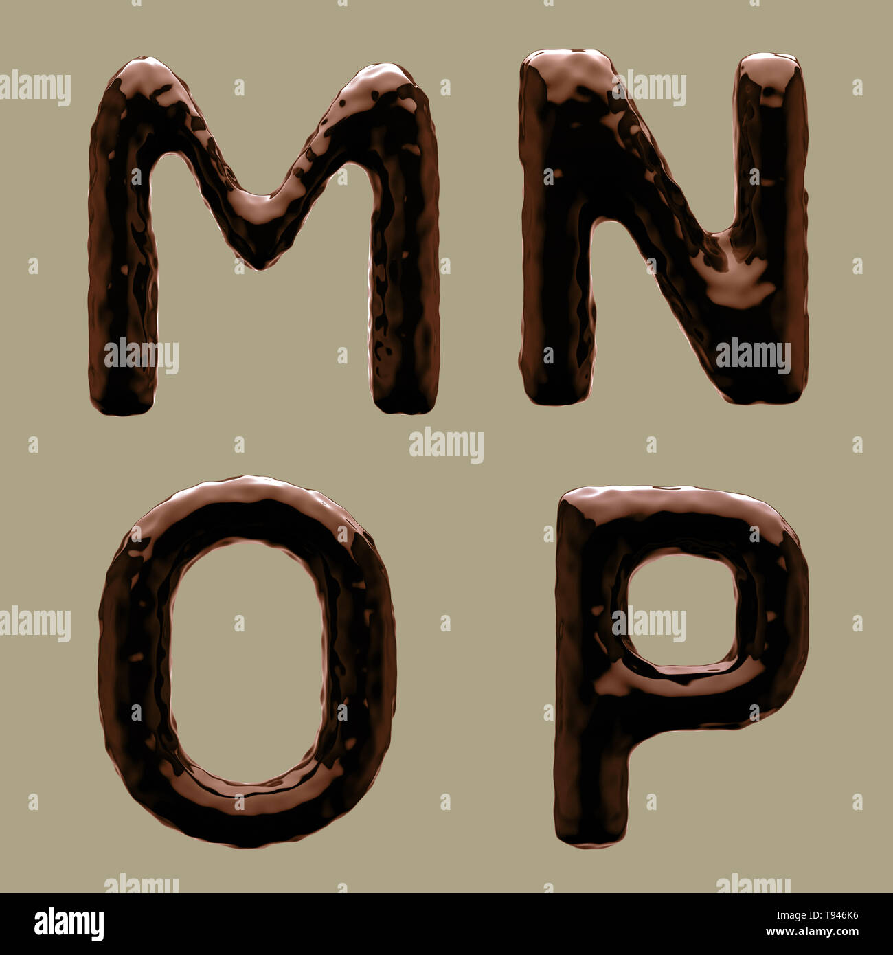 3D Render of Chocolate Alphabet (letters and numbers). Includes ...