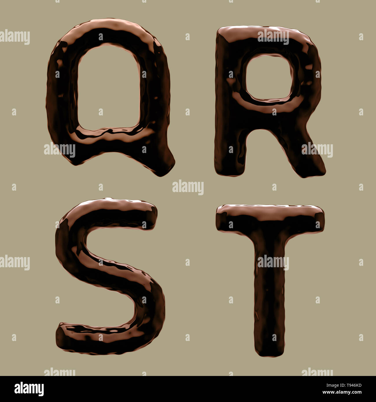 3D Render of Chocolate Alphabet (letters and numbers). Includes ...
