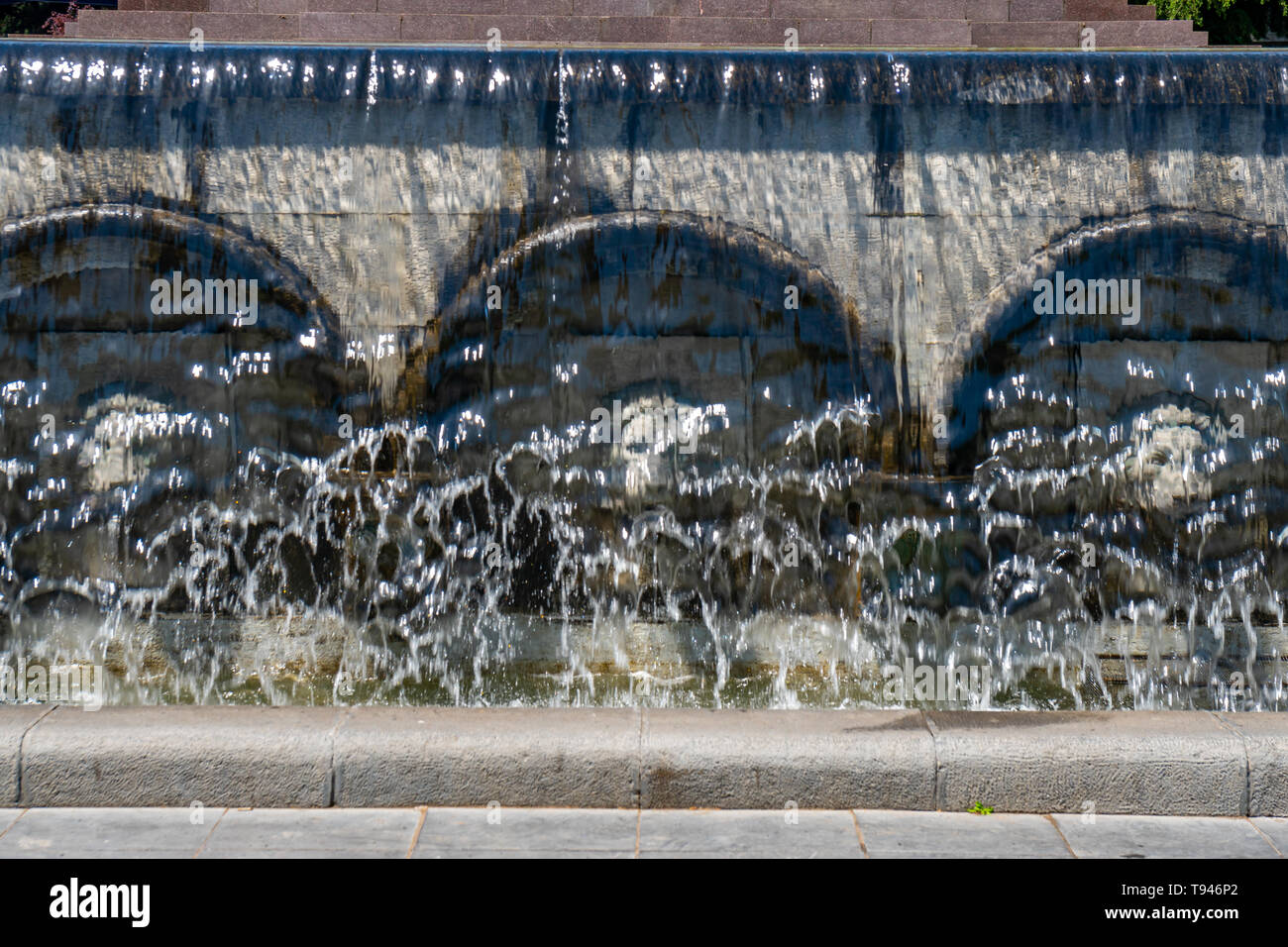 Fountain in front of statue Rustaveli, Tbilisi, Georgia. Travel Stock ...