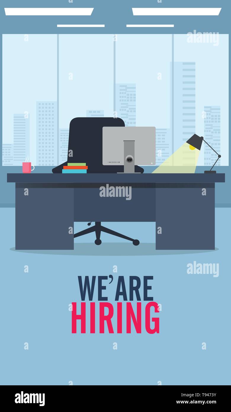 We're hiring. Vector flat illustration background. - Vector Workplace ...
