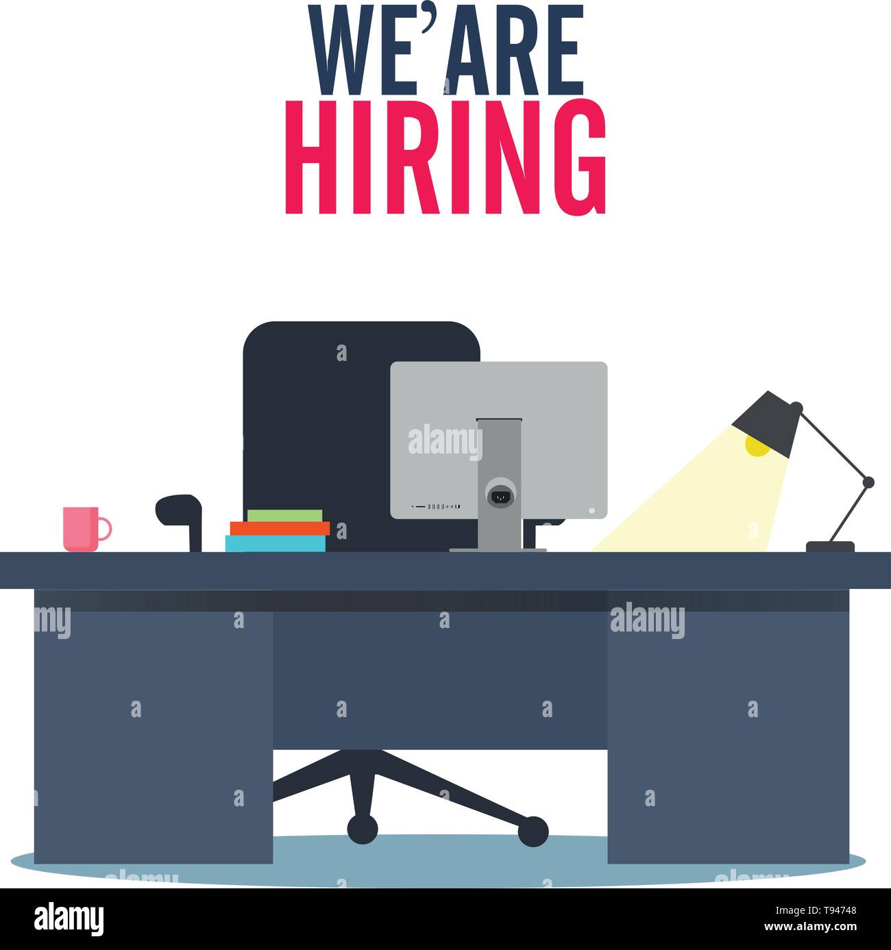 We're hiring. illustration background. - Vector Workplace with a ...
