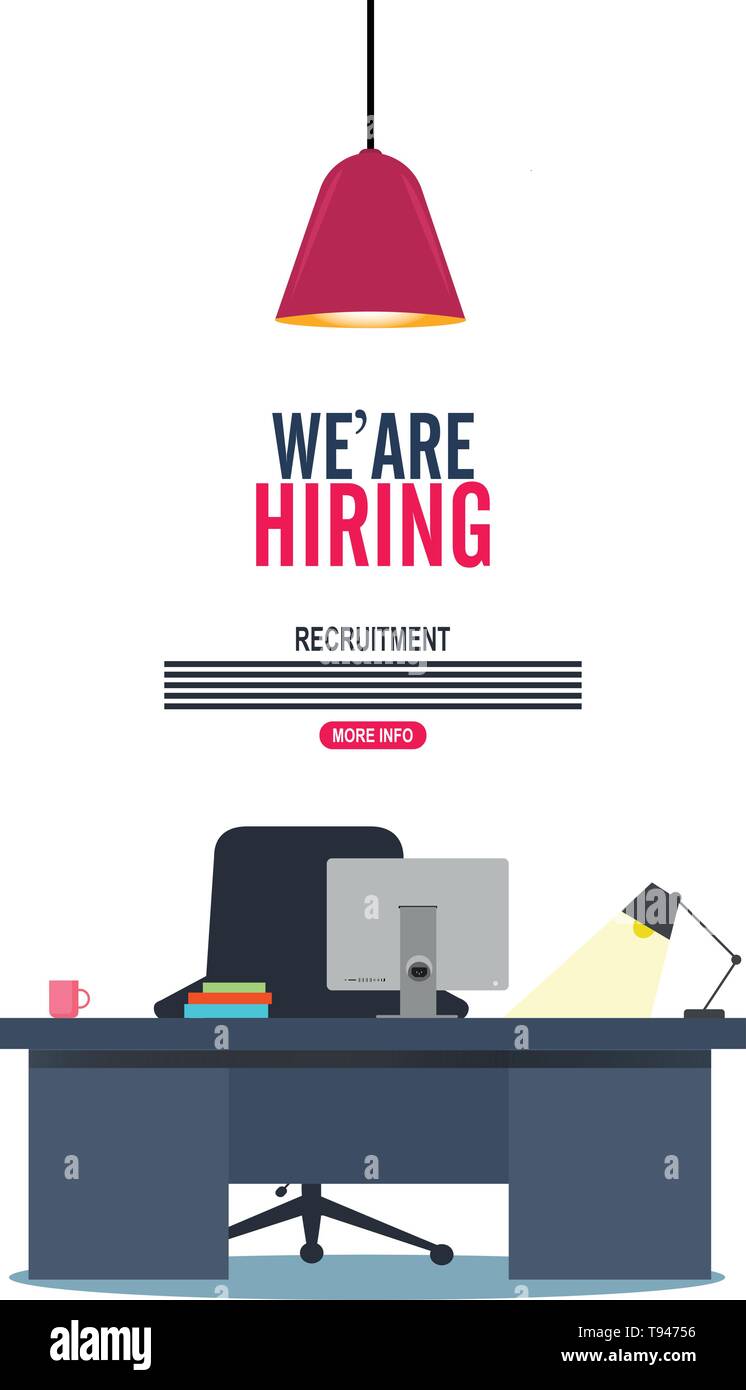 Office Worker Hiring Poster design, We're hiring flat illustration ...