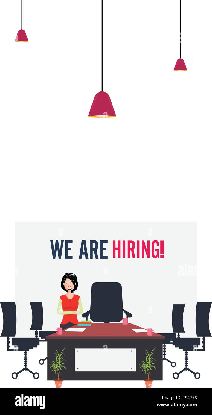 Business woman are hiring new staff. Vacant place in an office. Flat ...