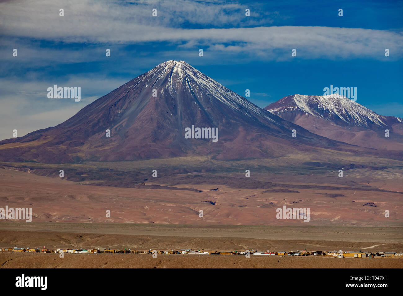 Licancabur volcano and the Andes over San Pedro Stock Photo - Alamy