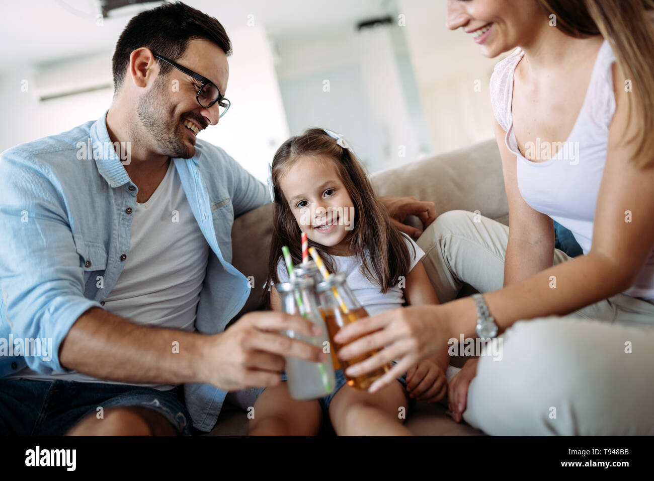Happy playful girl home bonding hi-res stock photography and images - Alamy
