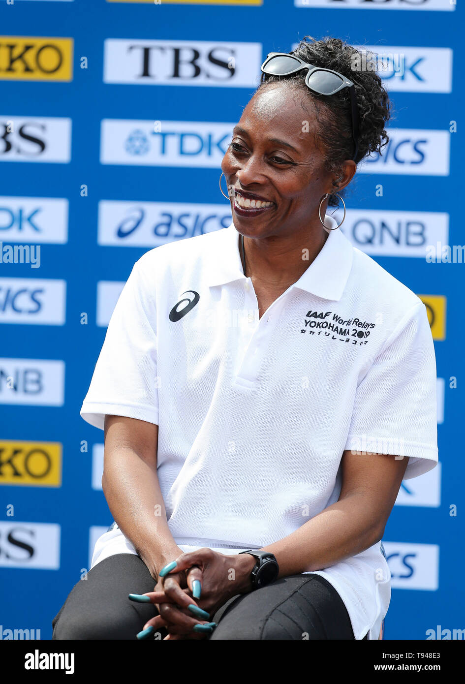 YOKOHAMA, JAPAN - MAY 10: Gail Devers during the official press ...