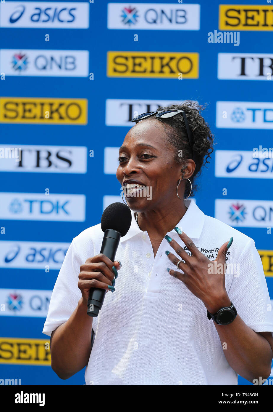 YOKOHAMA, JAPAN - MAY 10: Gail Devers, IAAF Ambassador, during the ...
