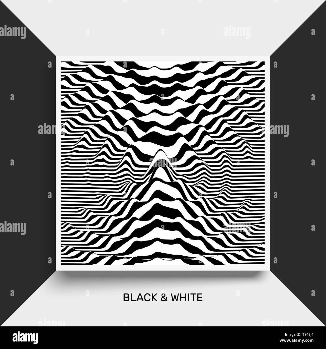 Waveform Background Surface Distortion Pattern With Optical Illusion Vector Striped