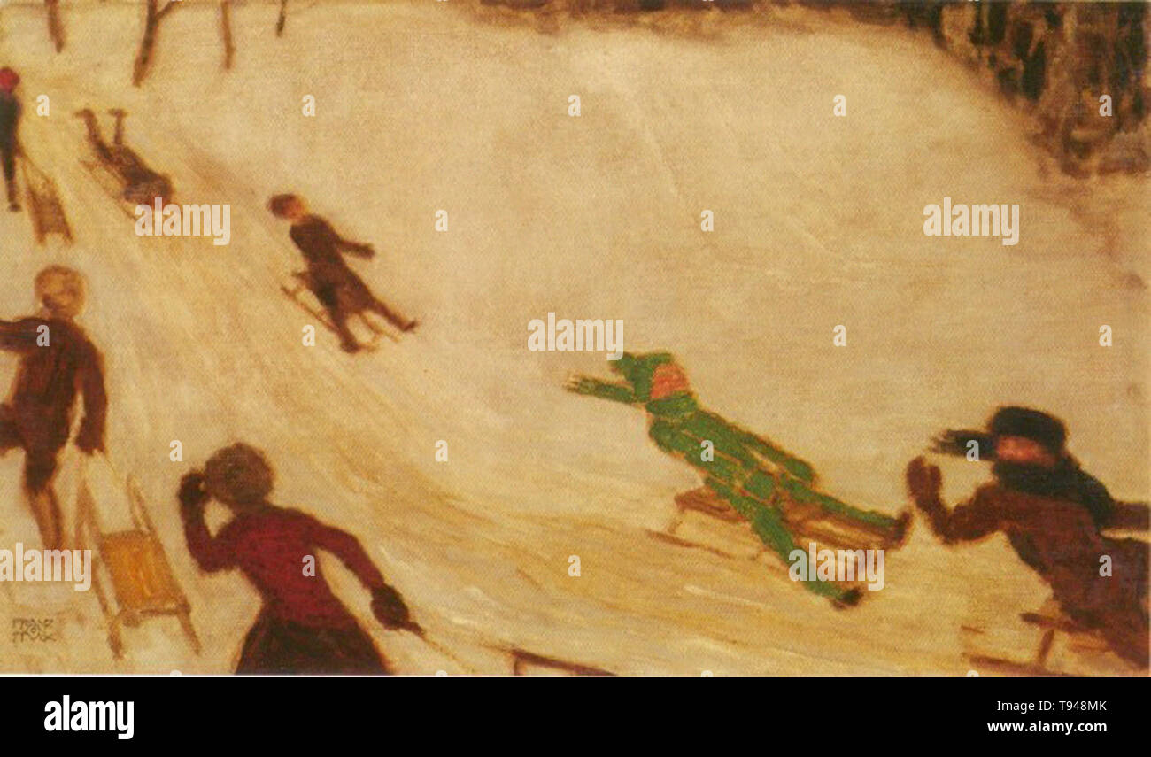 Franz von Stuck - children sleidging Stock Photo - Alamy