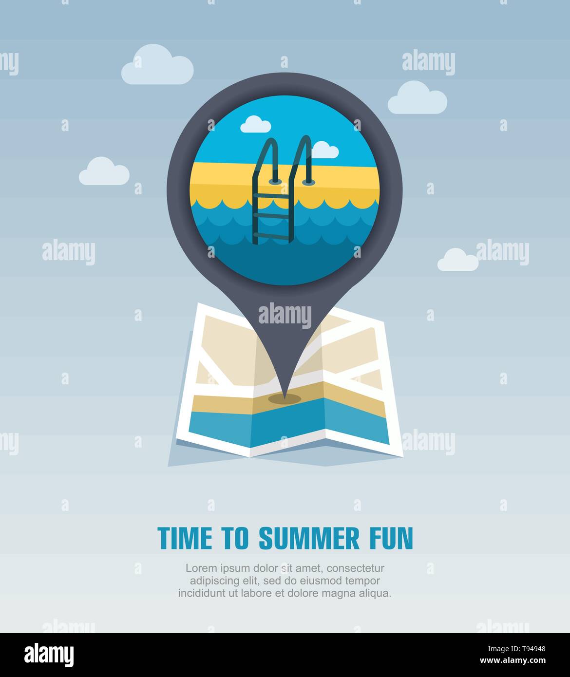 Swimming pool vector pin map icon. Beach Map pointer. Summer Map ...