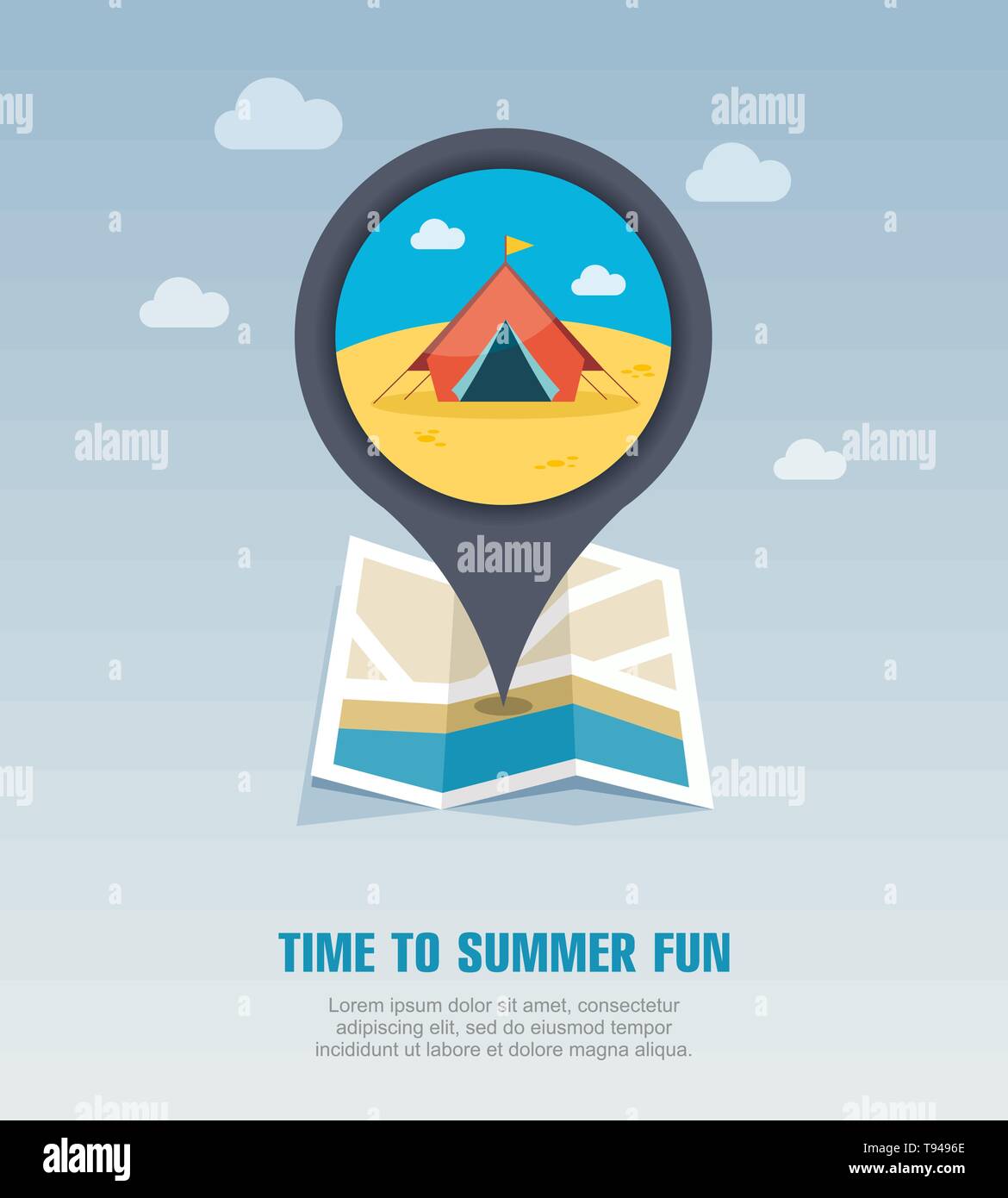 Tent vector pin map icon. Beach Map pointer. Summer Map markers ...