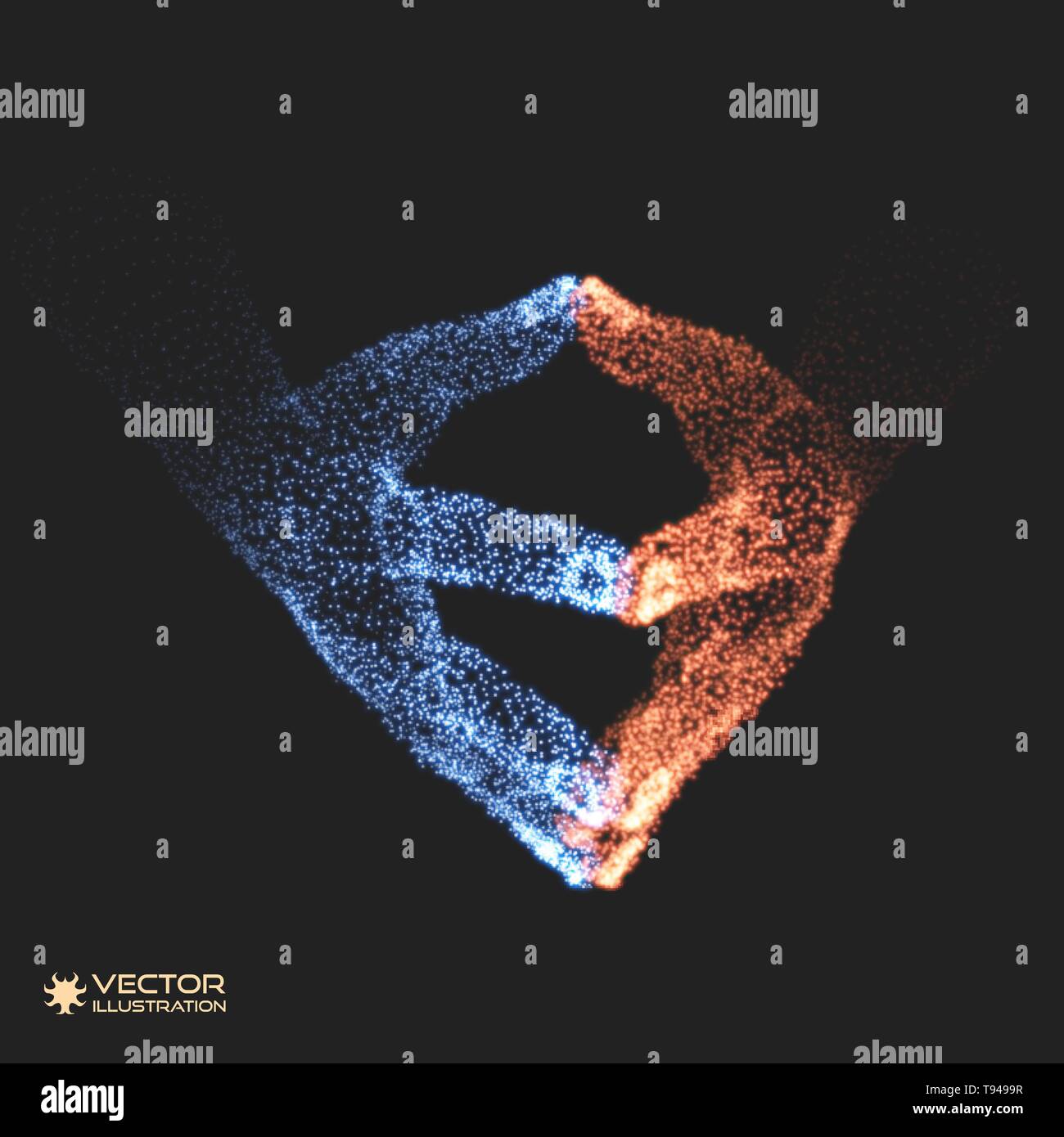 Two human hands. Connection structure. Business concept. 3D vector ...