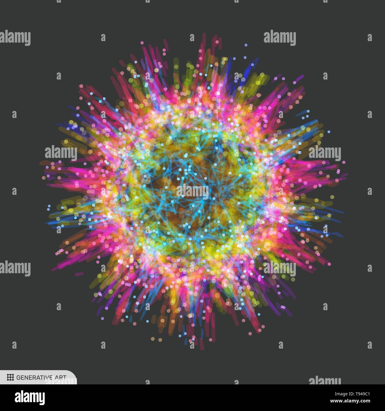 Sphere with connected lines and dots. Glowing grid. Connection ...