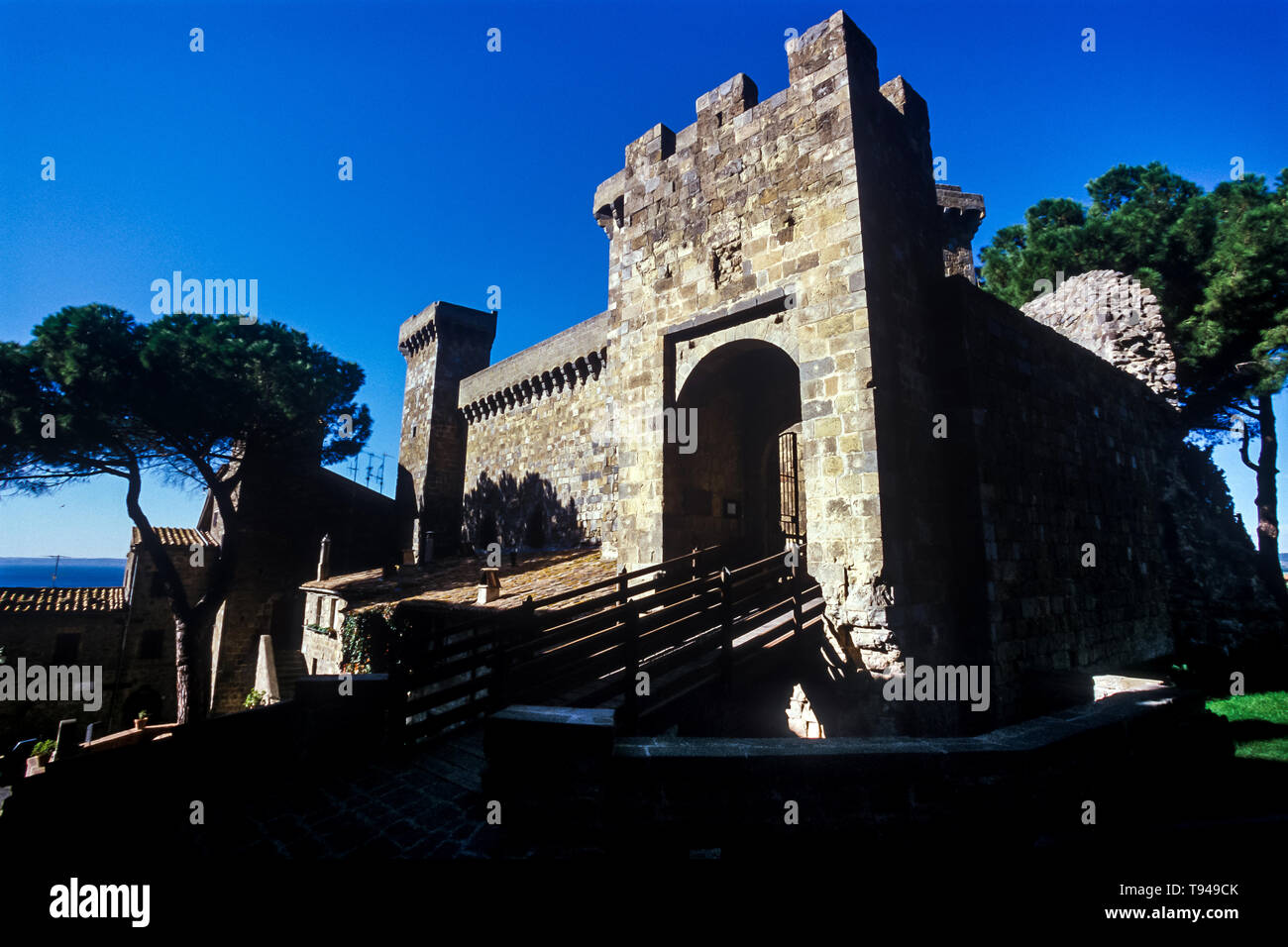 Rocca Monaldeschi castle, medieval town with castle on Lake Bolsena ...
