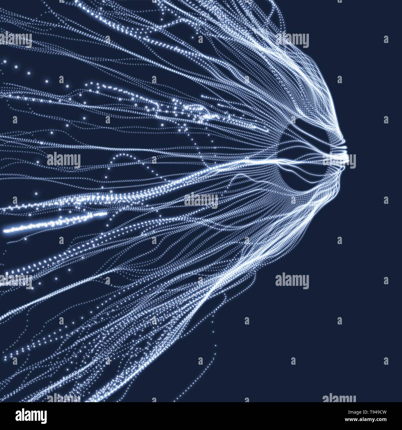 Array with Dynamic Particles. 3D Technology Style. Abstract Background ...