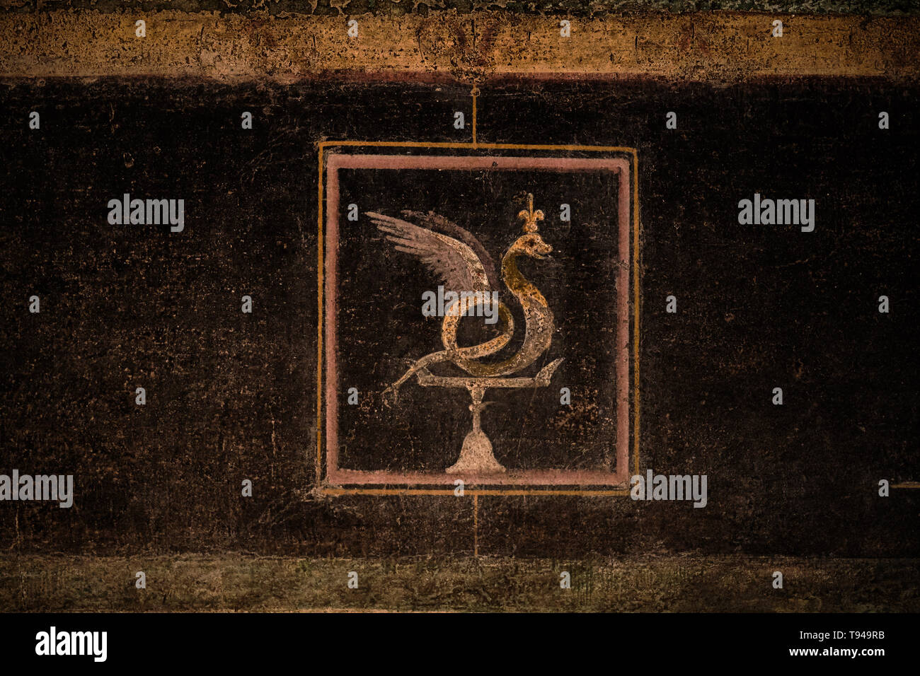 winged snake detail in ancient Egyptian style Pompeii fresco Stock ...