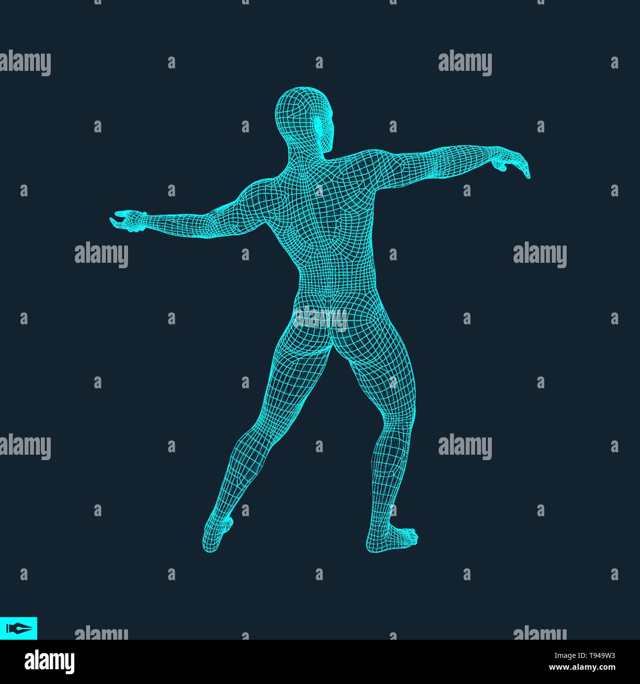 3D Model of Man. Human Body Wire Model. Design Element. Technology ...