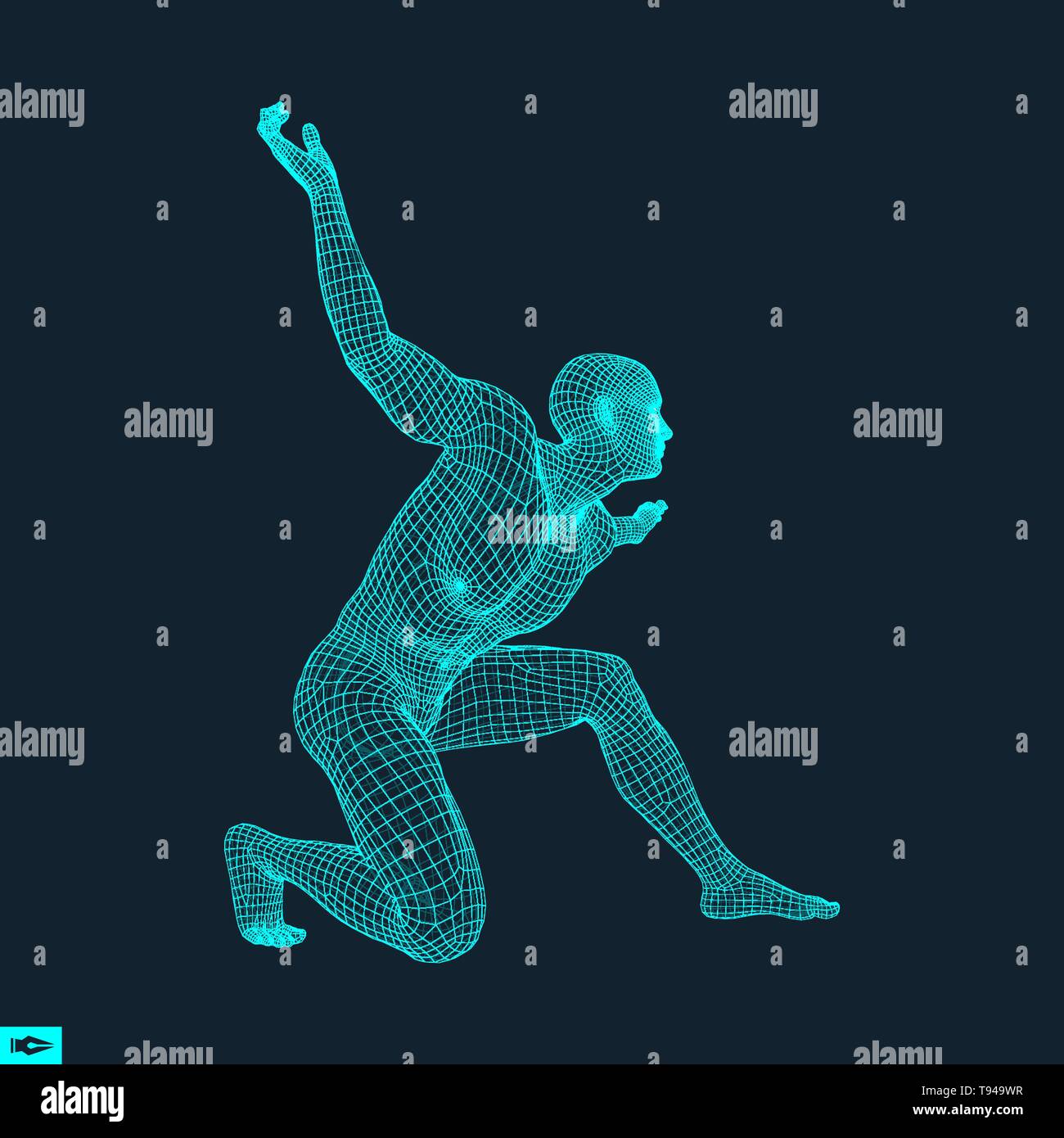 3D Model of Man. Human Body Wire Model. Design Element. Technology ...