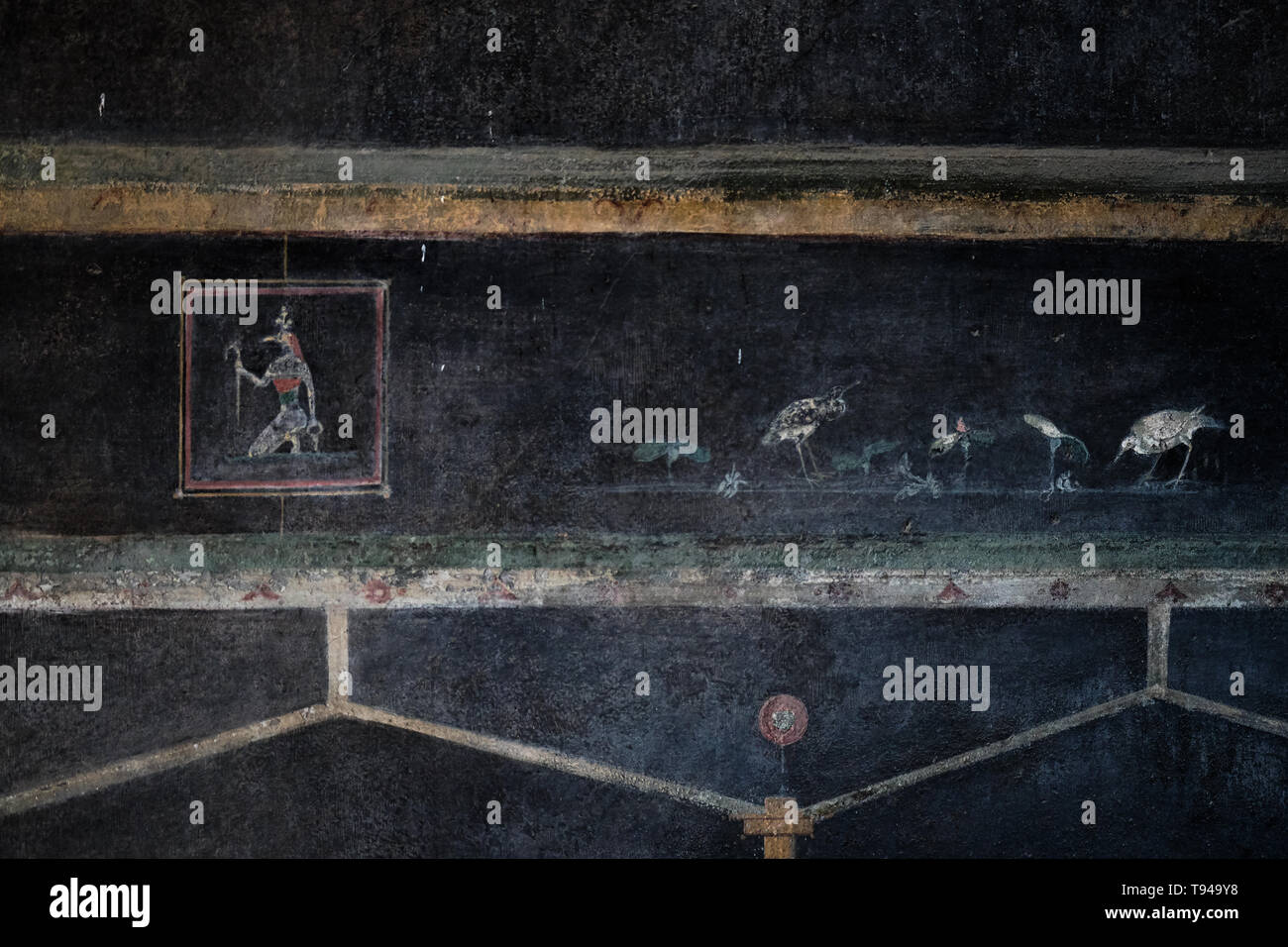 detail of Egyptian divinity in an ancient fresco in Pompeii Stock Photo ...