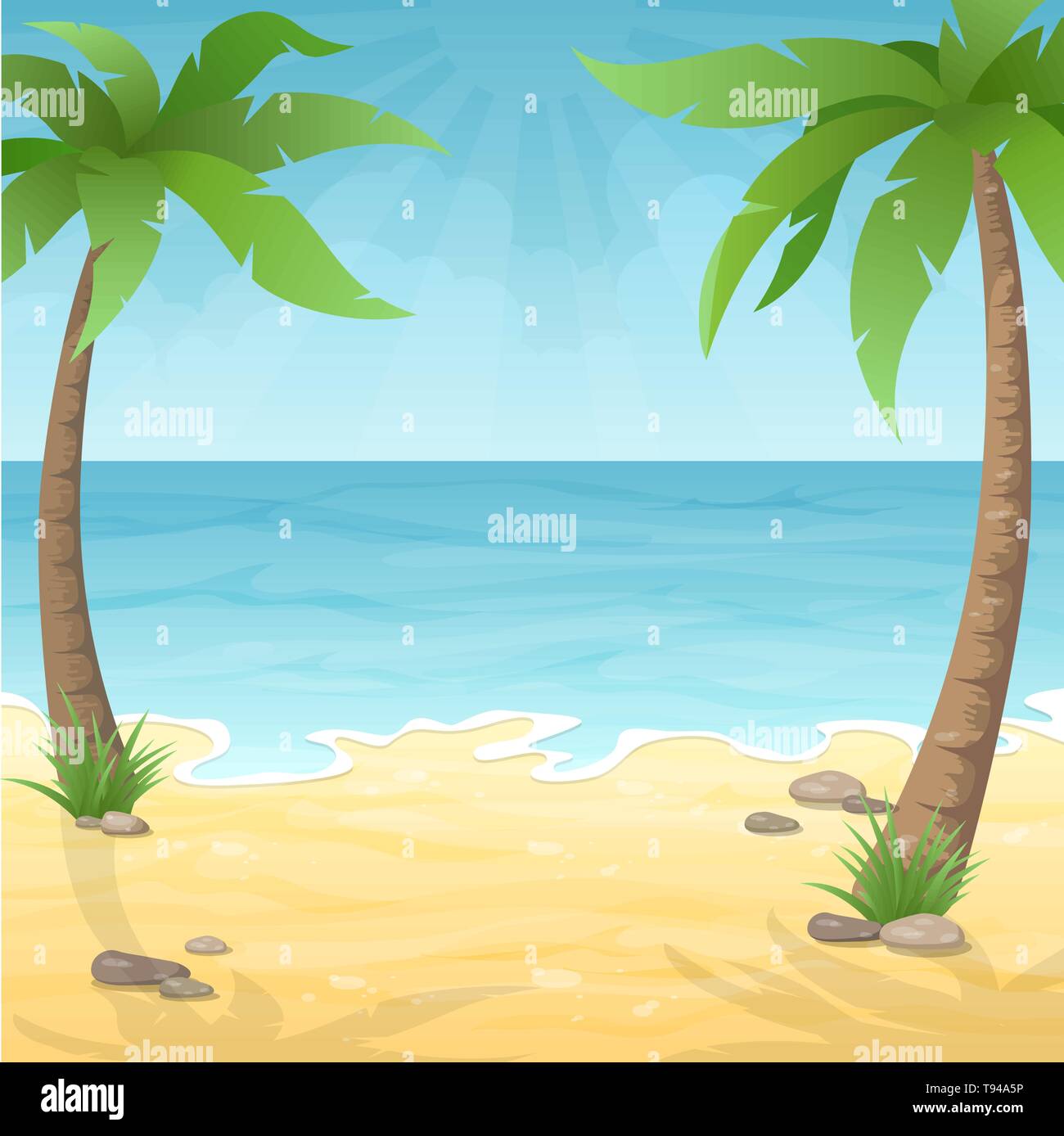 Palm trees bright sun in Stock Vector Images - Alamy
