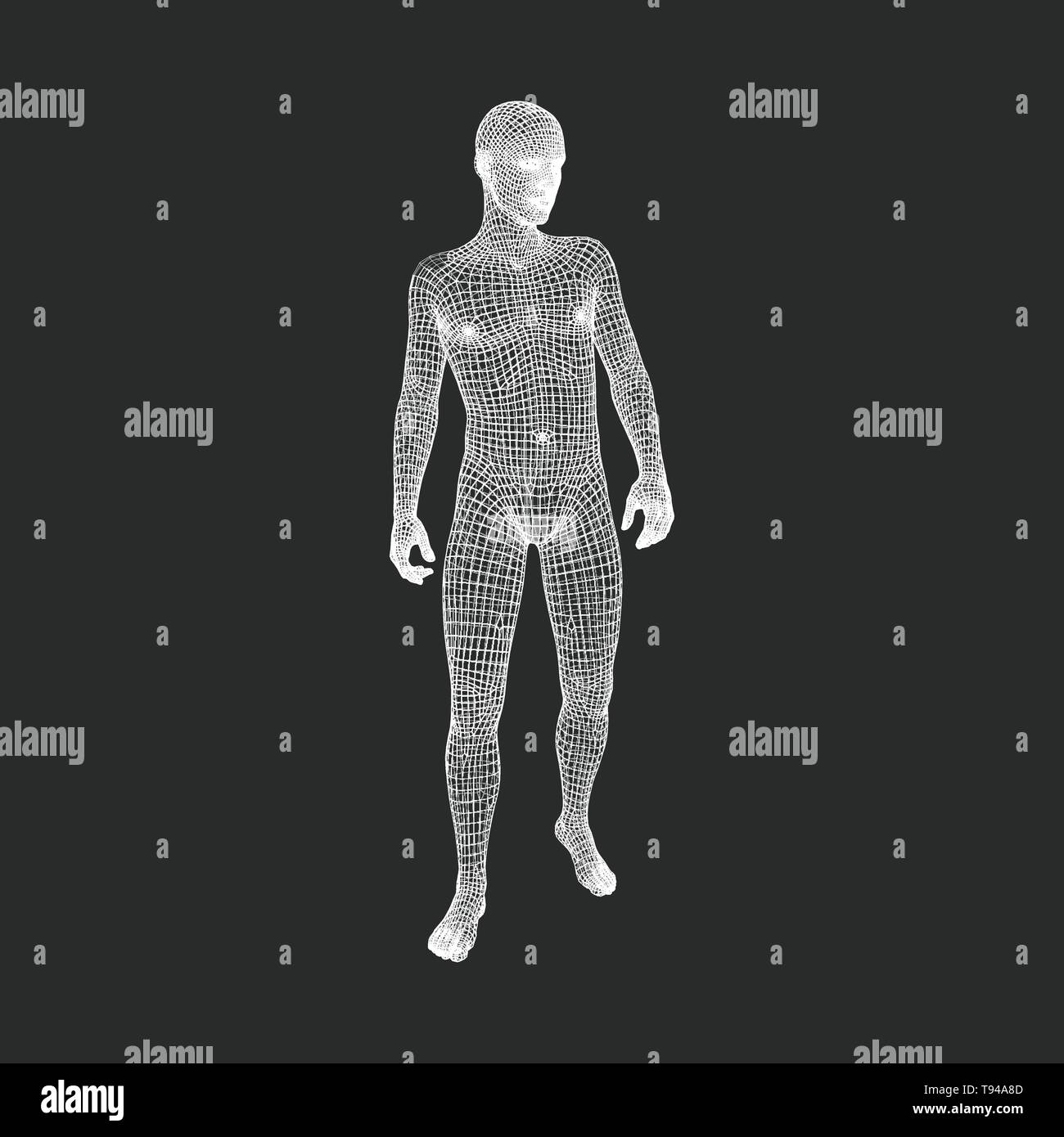 Man Stands on his Feet.3D Model of Man. Geometric Design. 3d Polygonal ...