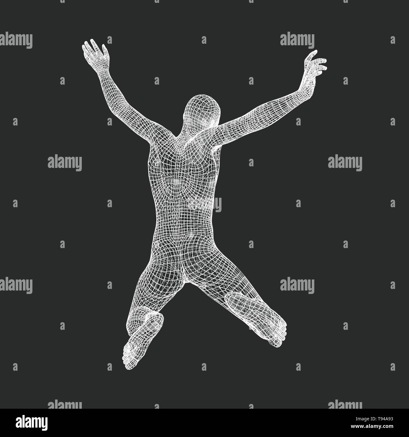 Business, Freedom or Happiness Concept. 3D Model of Man. Human Body ...