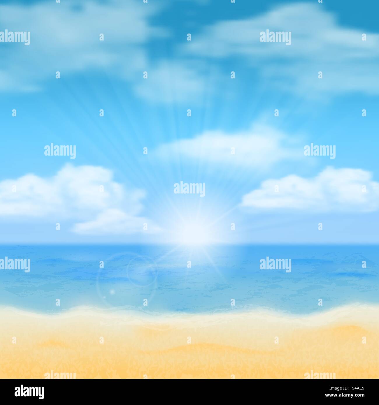 Sun over water horizon Stock Vector Images - Alamy