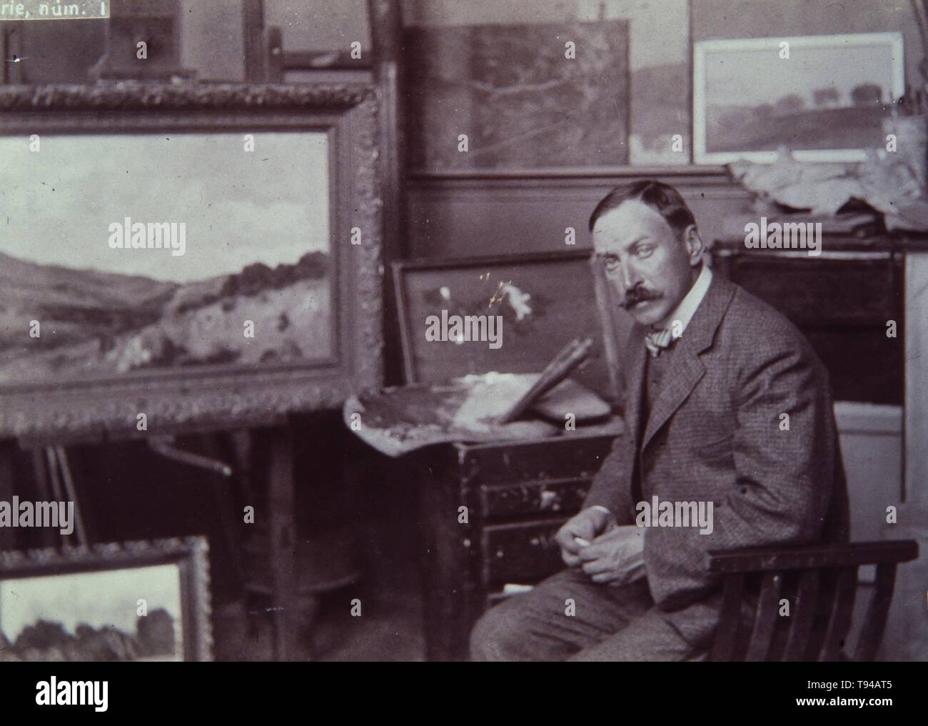 Retrato del pintor Enric Galwey en su estudio, 1904. Museum: MUSEU ...