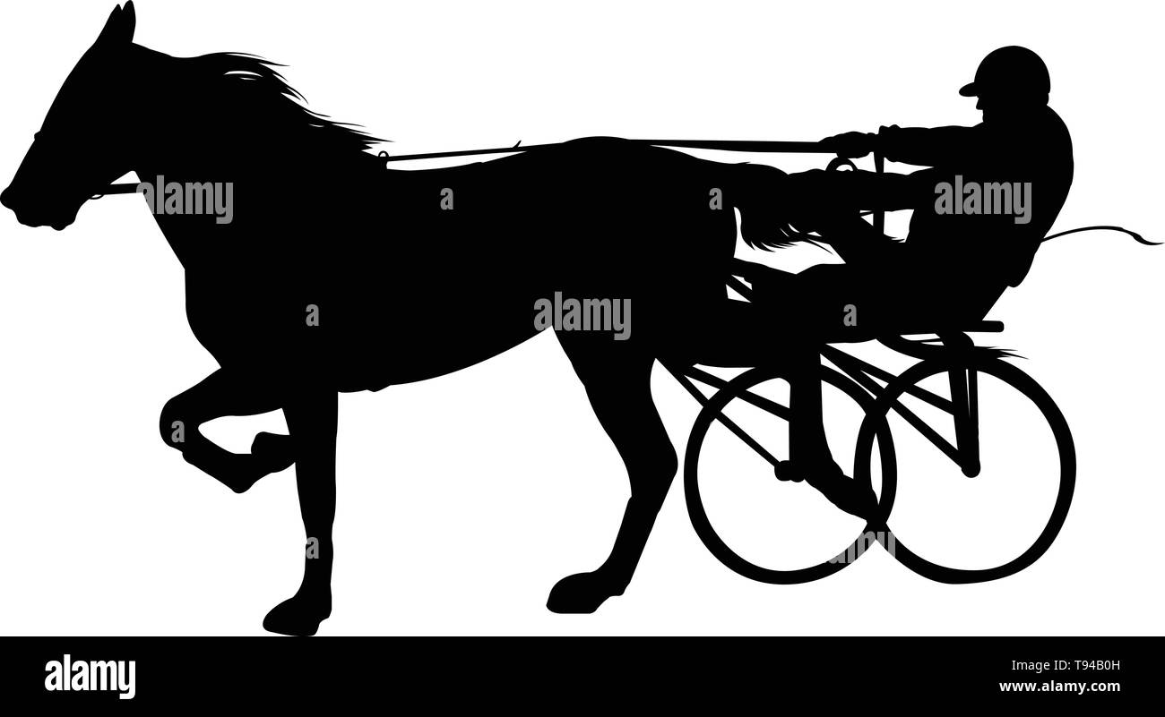 horse and jockey harness racing silhouette - vector Stock Vector Image ...