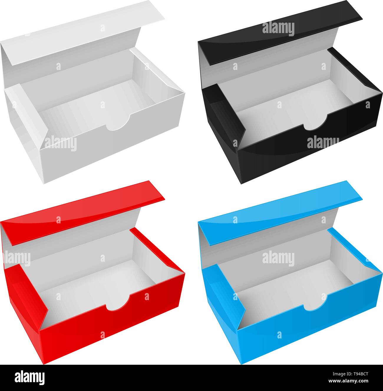 Empty paper boxes. Open colored packaging Stock Vector Image & Art - Alamy