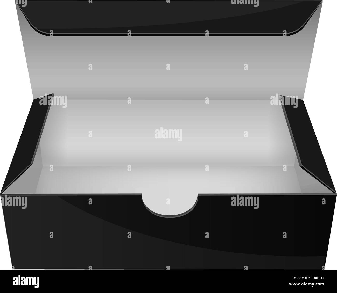 Black paper box. Open empty packaging Stock Vector Image & Art - Alamy