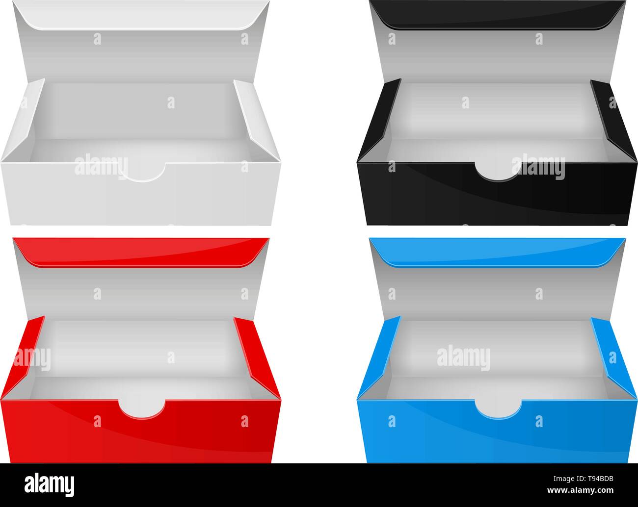 Empty paper boxes. Open colored packaging Stock Vector Image & Art - Alamy