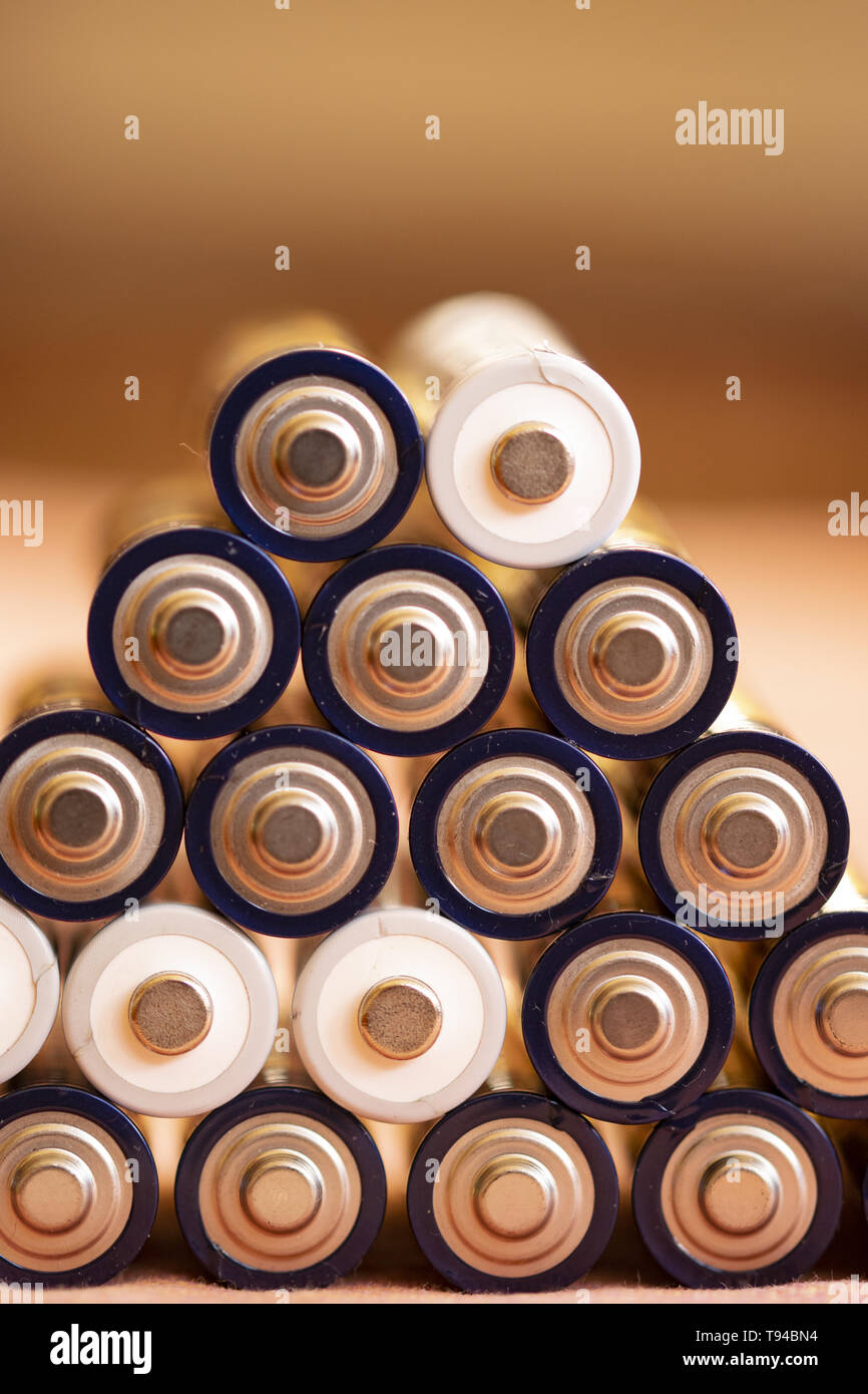 stack of batteries sorted one above the other Stock Photo - Alamy