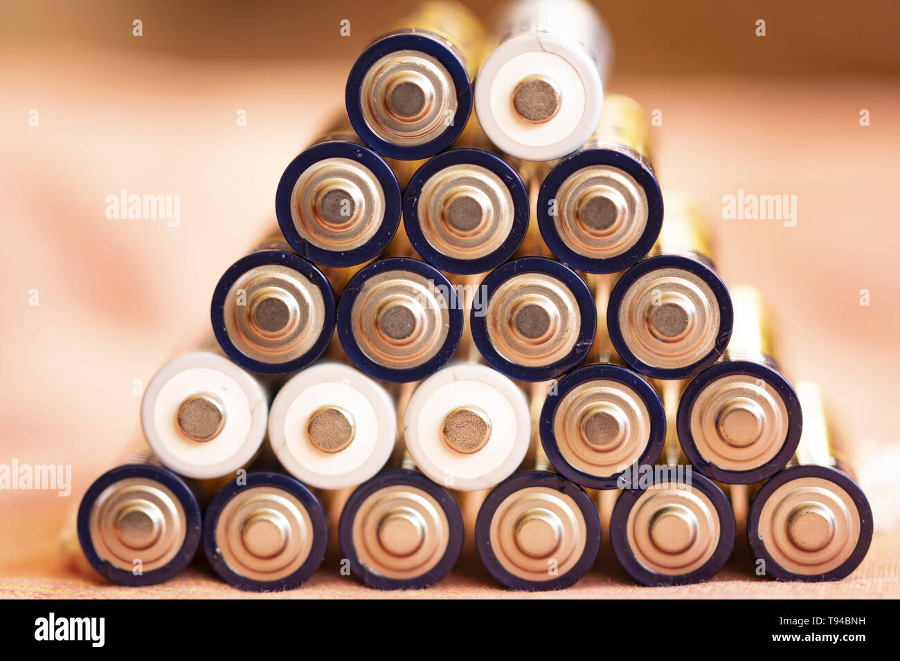 stack of batteries sorted one above the other Stock Photo - Alamy