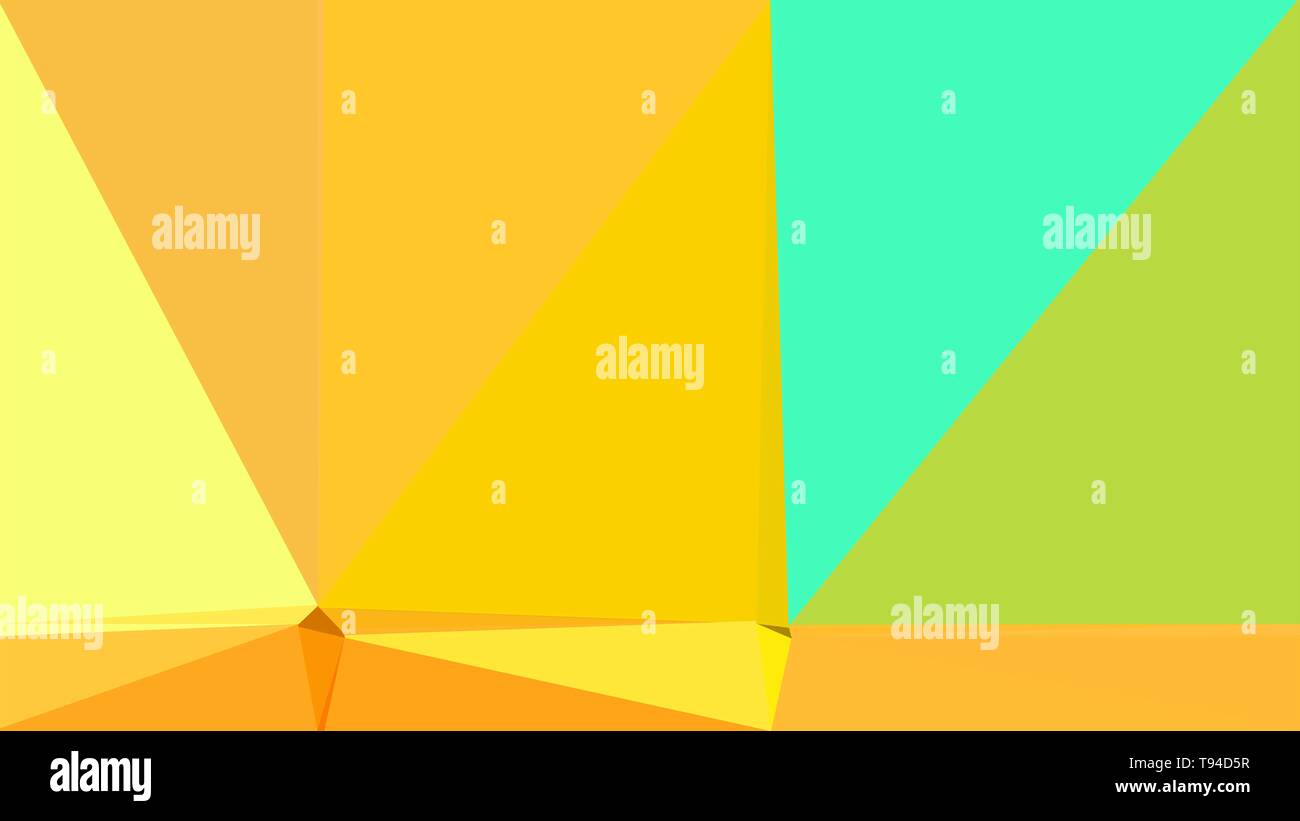 geometric vivid orange, turquoise and yellow green color background ...