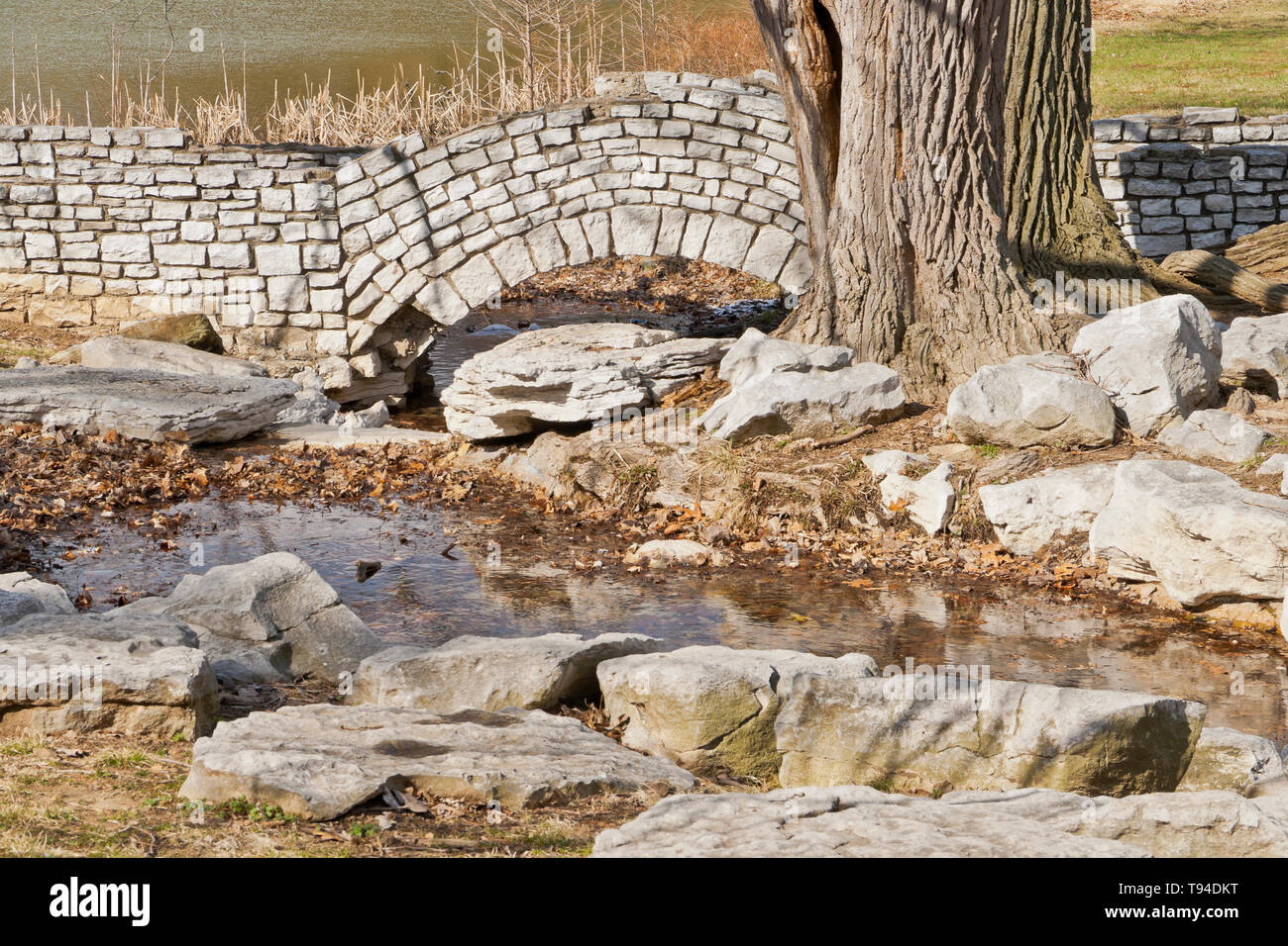 The Seven Pools Waterfall at Forest Park on a cold and blustery spring ...