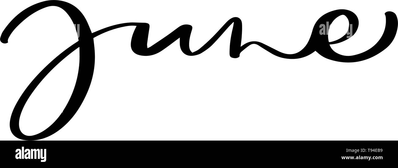 Hand drawn typography lettering text June. Isolated on the white ...