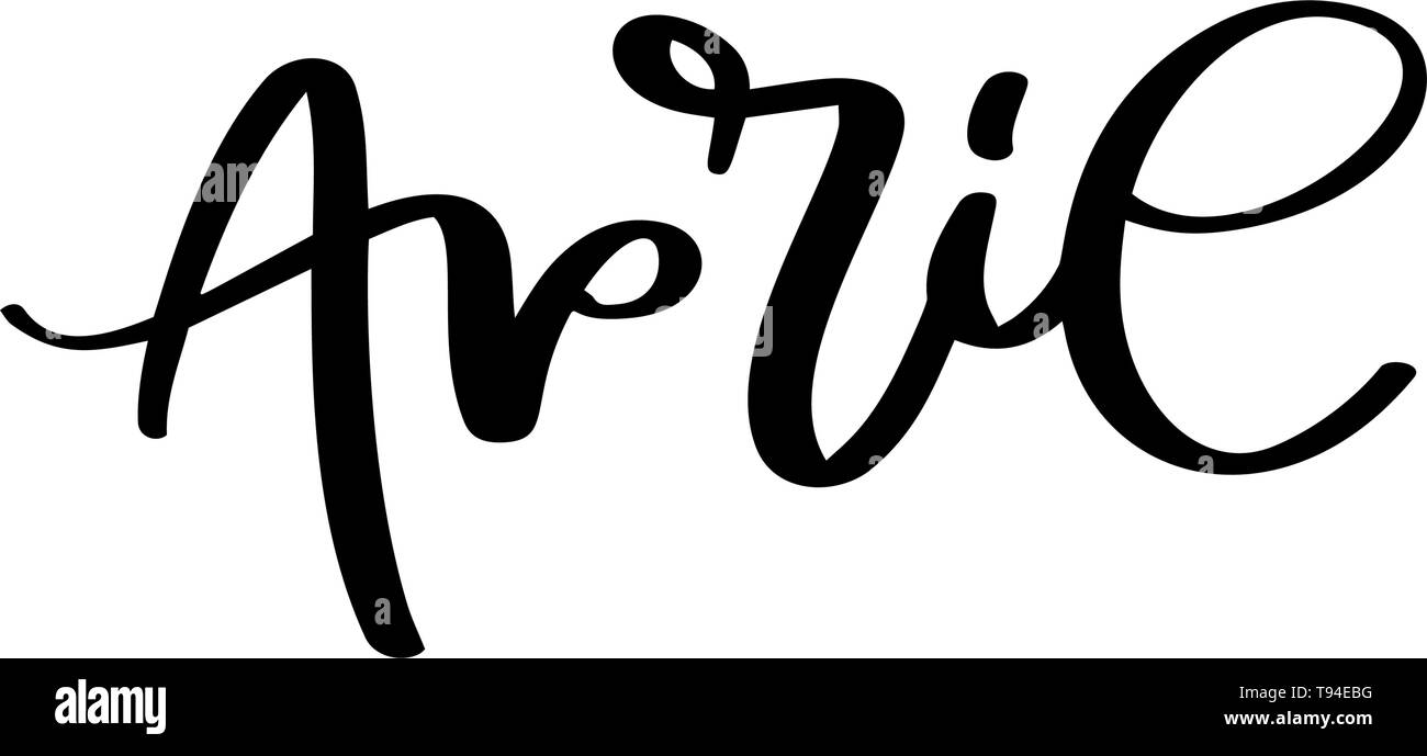April Hand drawn calligraphy text and brush pen lettering. design for ...