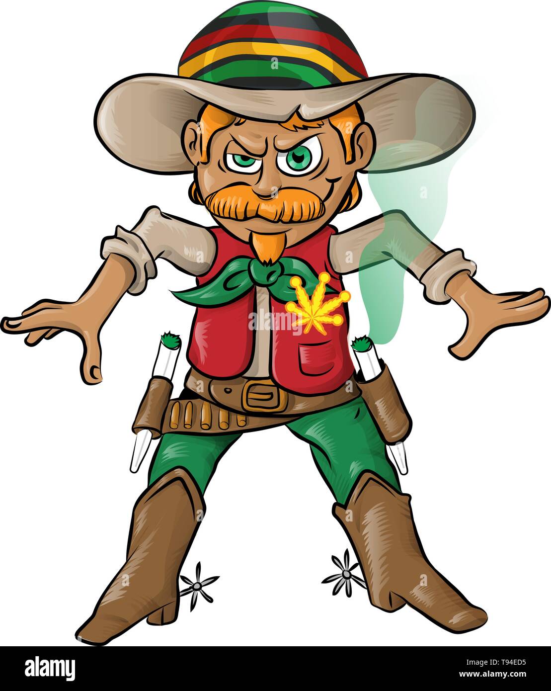 jamaican cowboy character cartoon with marijuana cigarette Stock Vector ...