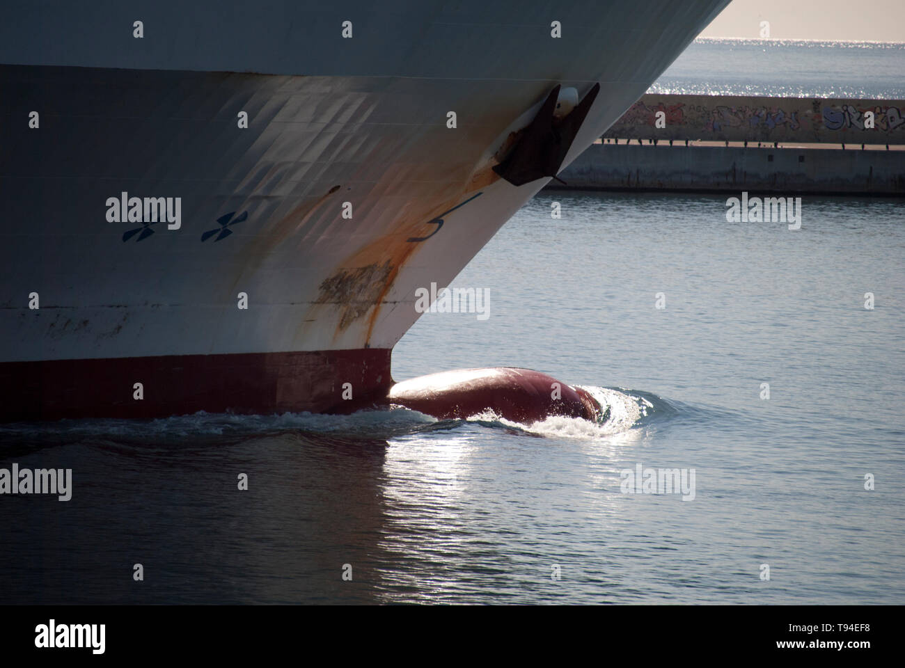 Bow bulb of a passenger ship Stock Photo - Alamy