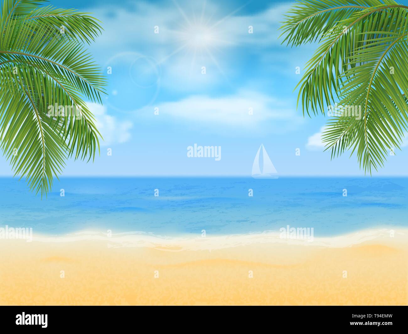 Seascape calm sea beach Stock Vector Images - Alamy