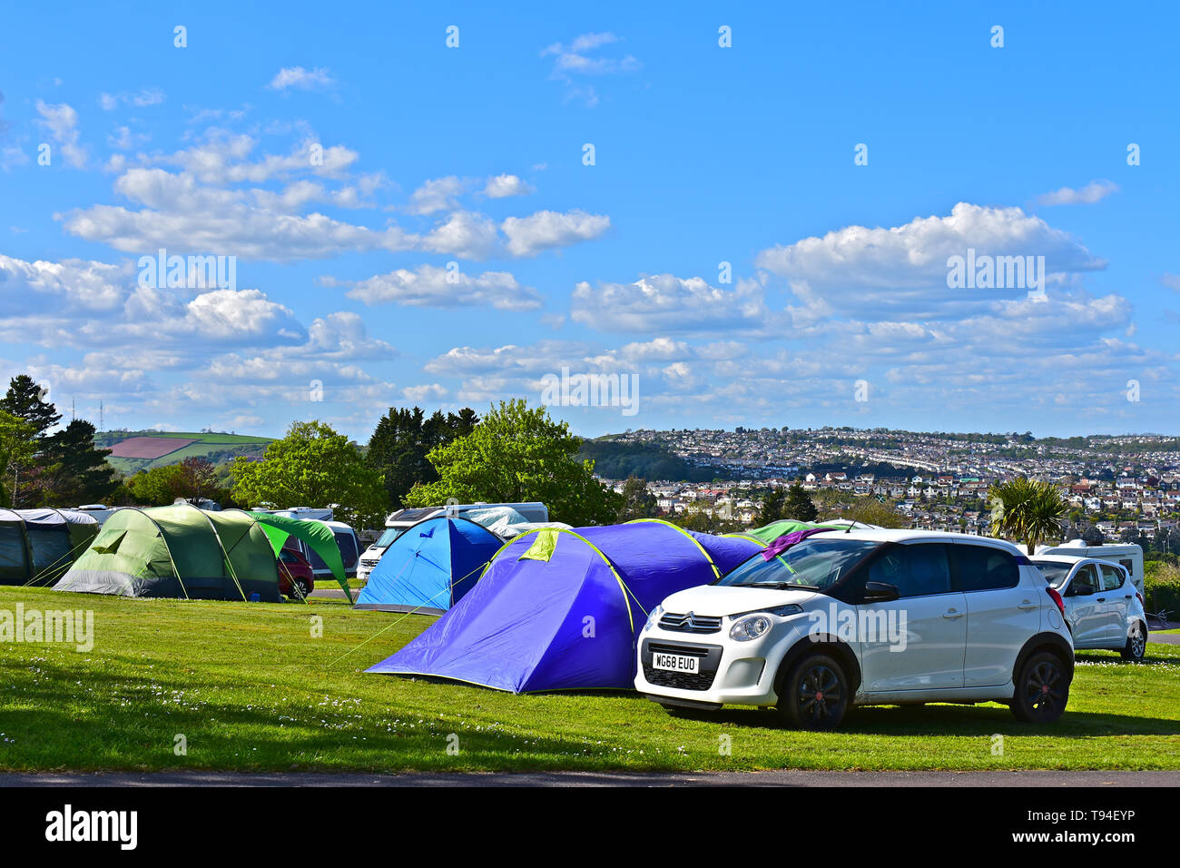 Campers enjoying fine weather at the Beverley Park Campsite with ...