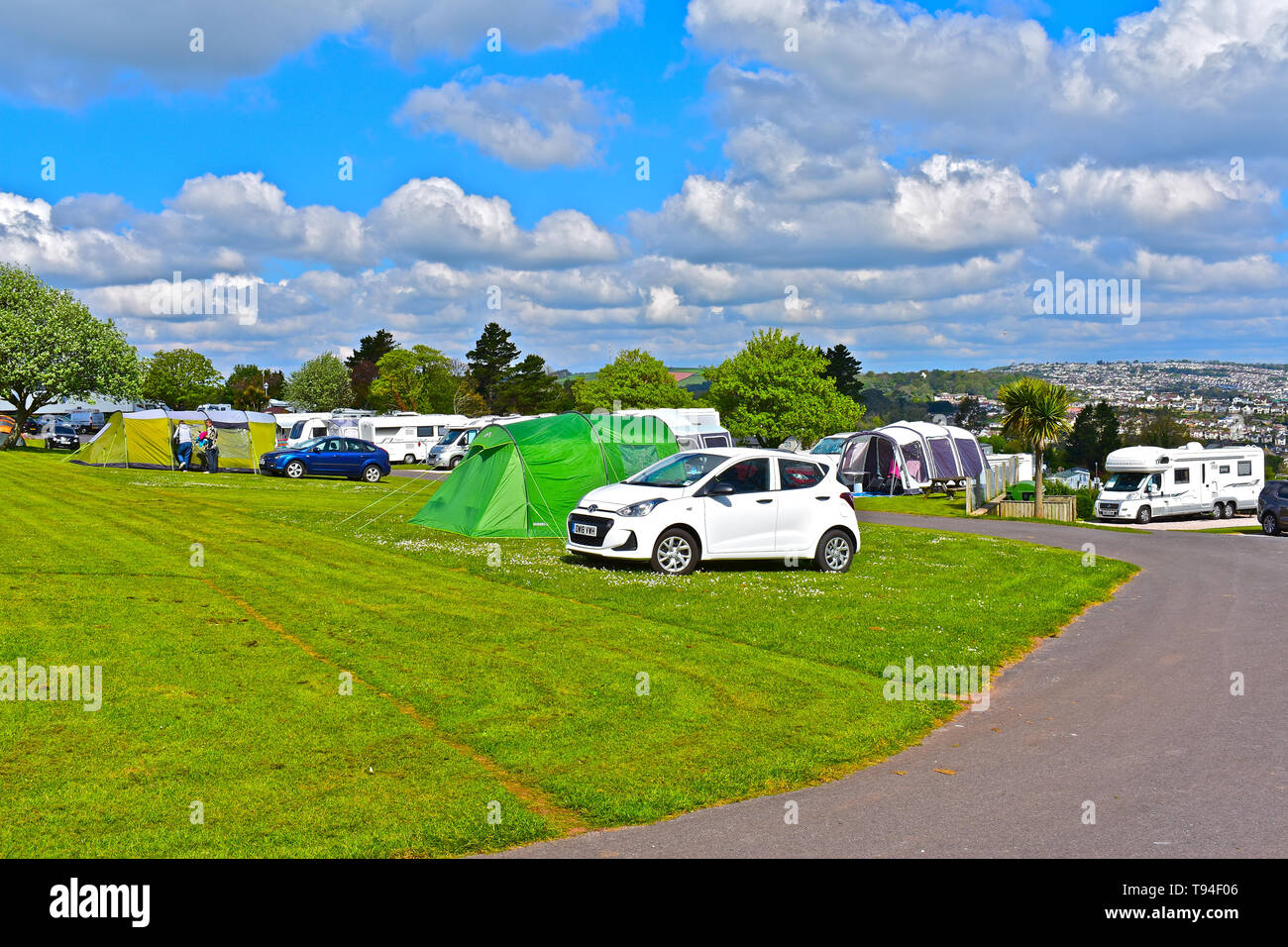 Campers enjoying fine weather at the Beverley Park Campsite with ...