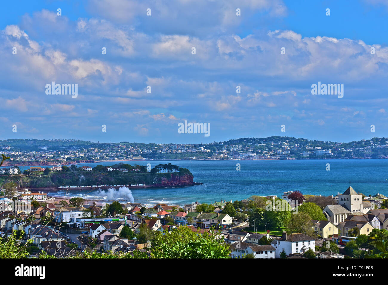 Panoramic views across Torbay from Goodrington to Torquay in the ...